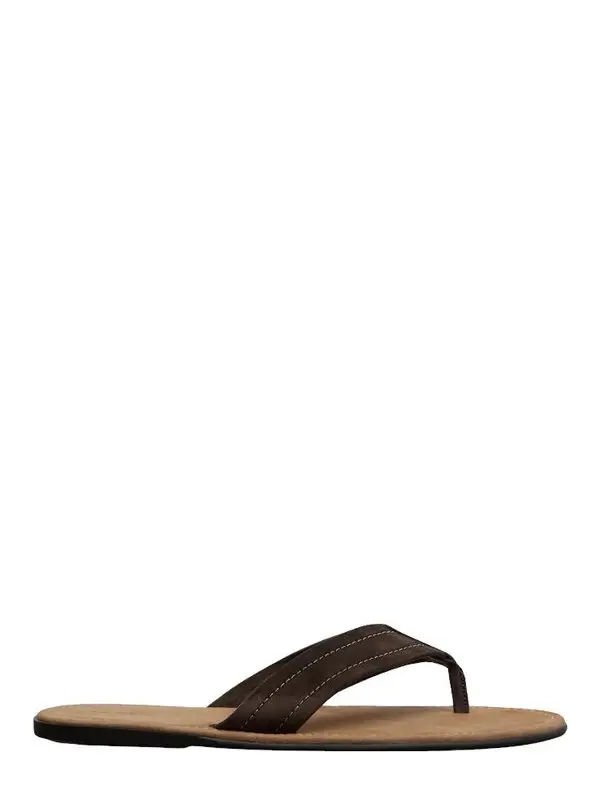 THE ROW Leather-trimmed Suede Thong Sandals - Brown