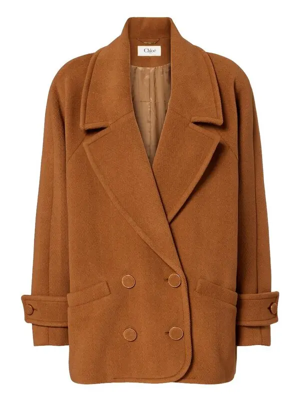 Chloé Double-breasted Virgin Wool Coat - Brown