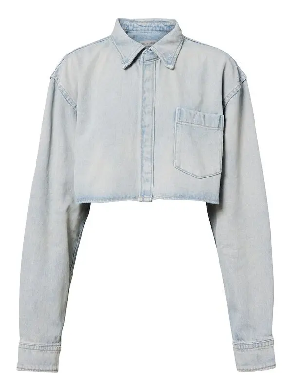 Balenciaga Cropped Denim Shirt - Blue
