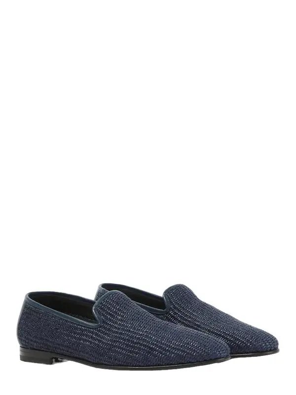 Manolo Blahnik Mario Raffia Loafers - Blue