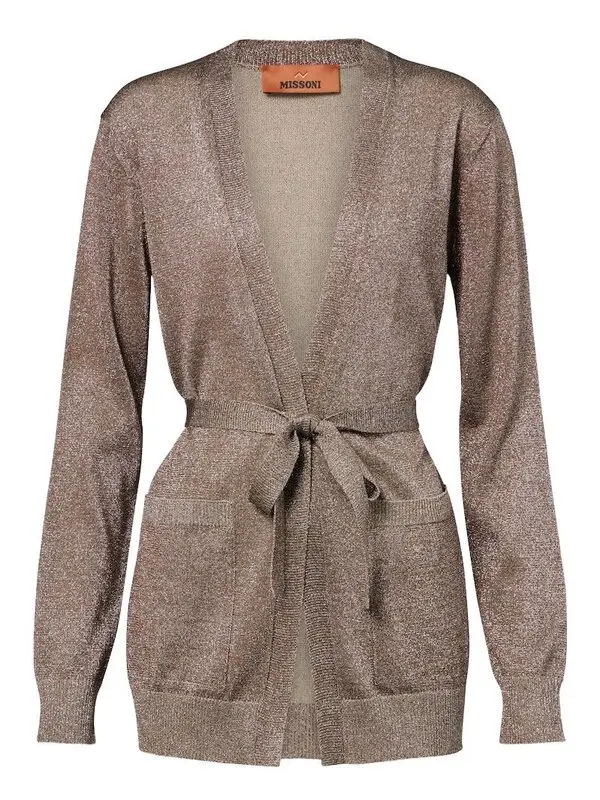 Missoni Knitted Lamé Wrap Cardigan - Brown