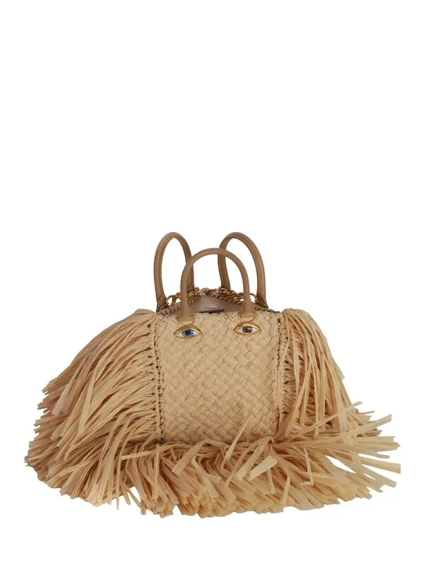 Schiaparelli Natural Raffia Triple Anatomy Jewelry Bag - Beige