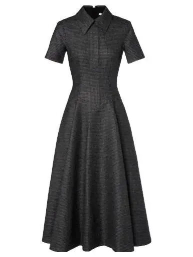EMILIA WICKSTEAD Jody Houndstooth Wool-blend Midi Dress - Black