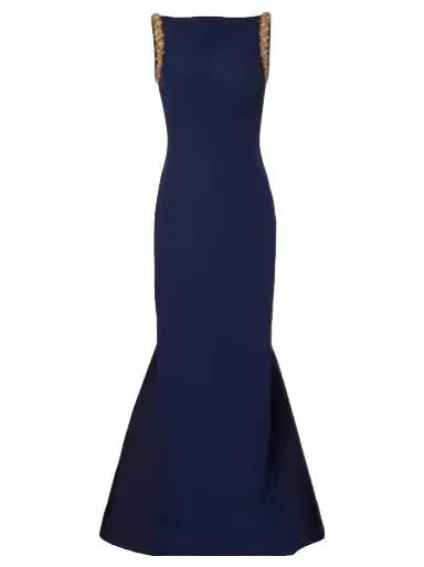 SAFIYAA LONDON Sloane Embellished Crepe Gown - Black
