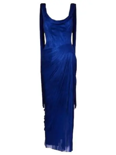 MARIA LUCIA HOHAN Metallic Silk Tulle Gown - Blue