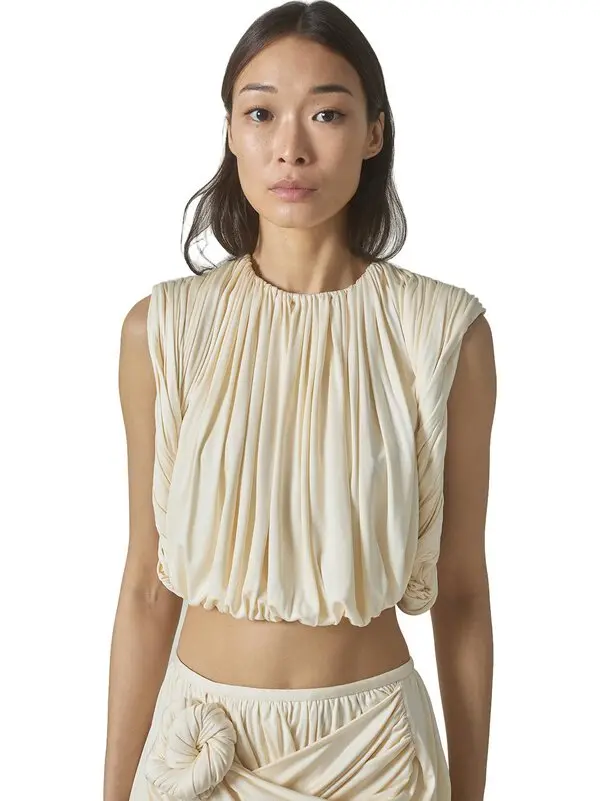 HEIRLOME Effie Cropped Silk Jersey Top - Bone