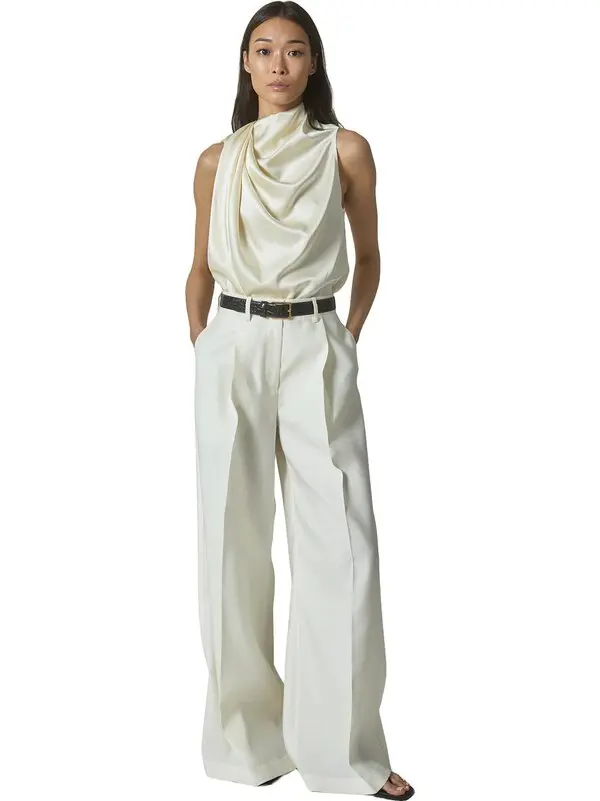 HEIRLOME Laurence Pleated Wide-leg Trousers - Ivory