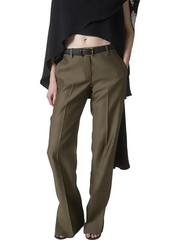 HEIRLOME Petula Trousers In Silk Wool - Olive