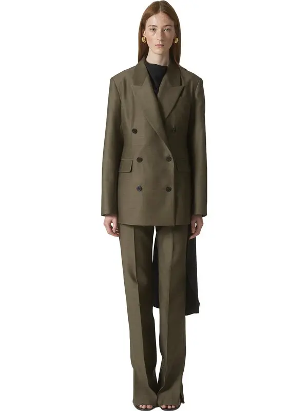 HEIRLOME Estelle Blazer In Silk Wool - Olive