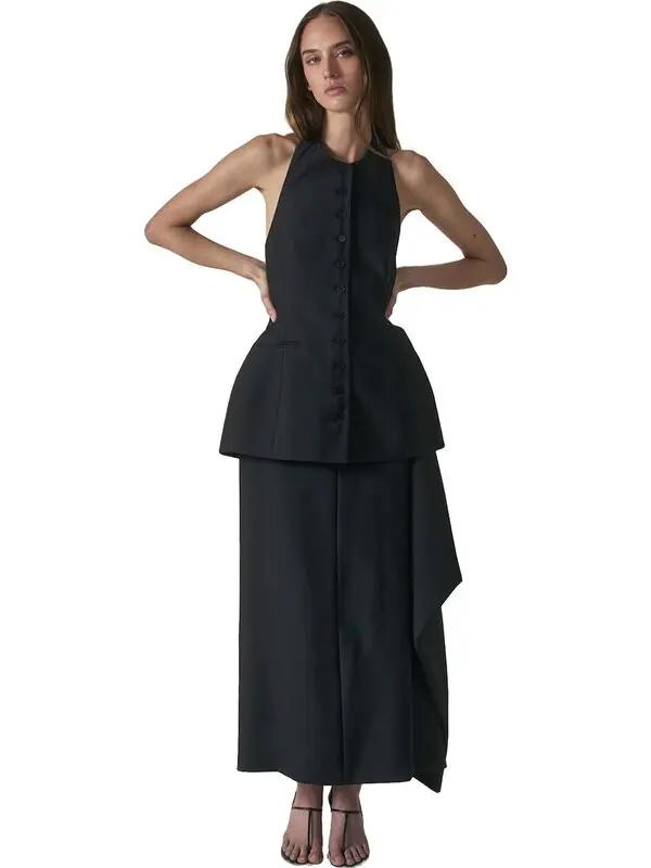 HEIRLOME Lupita Halter Top In Italian Silk And Wool Faille - Black