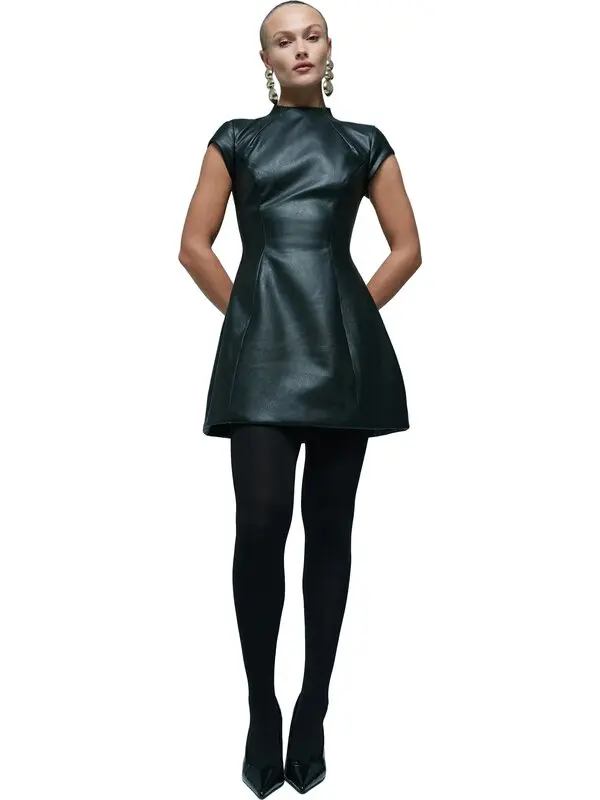 Bardot Delphi Vegan Leather Mini Dress - Black