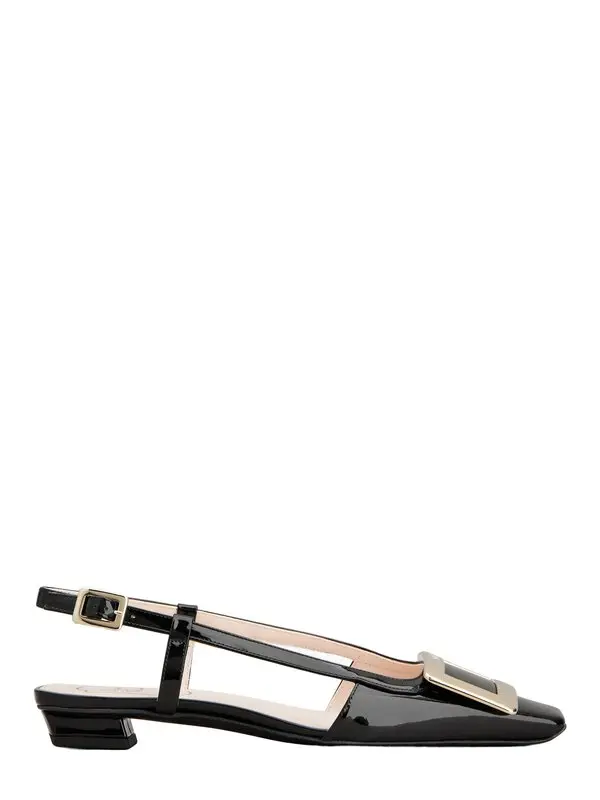 ROGER VIVIER Belle Vivier Patent Leather Slingback Ballerinas - Black