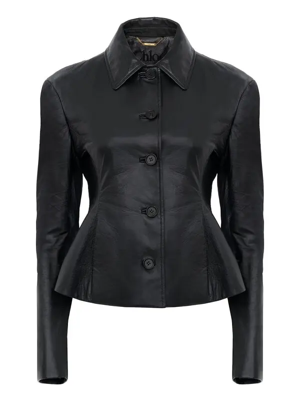 Chloé Fitted Tailored Leather Jacket - Black