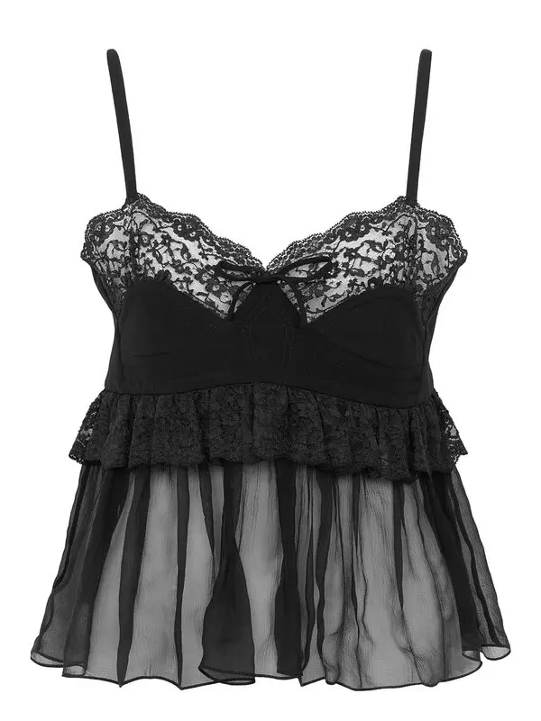 Chloé Thin-strap Lingerie Top In Crêpe De Chine - Black