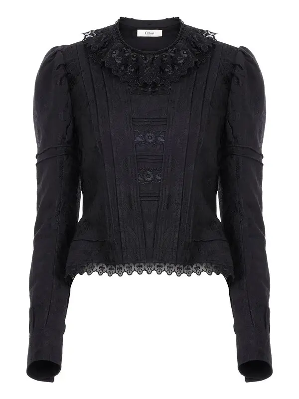 Chloé Baroque Fitted Jacquard And Lace Jacket - Black