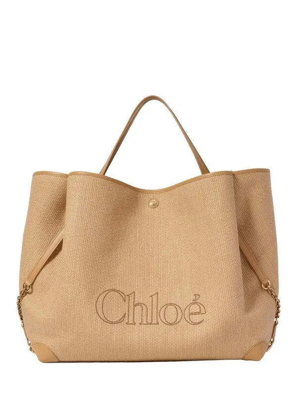 Chloé Large Raffia-effect Clover Double Carry Bag - Bleached Brown