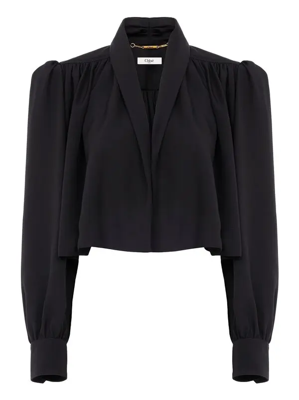 Chloé Gathered Cropped Jacket In Washed Faille - Black