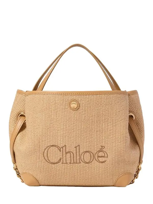 Chloé Small Raffia-effect Clover Double Carry Bag - Bleached Brown