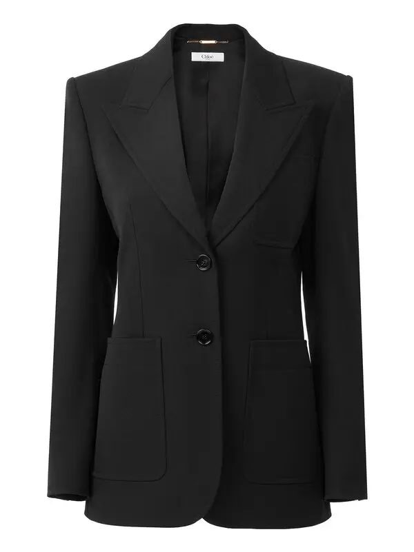 Chloé Single-breasted Tailored Jacket In Wool Grain De Poudre - Black