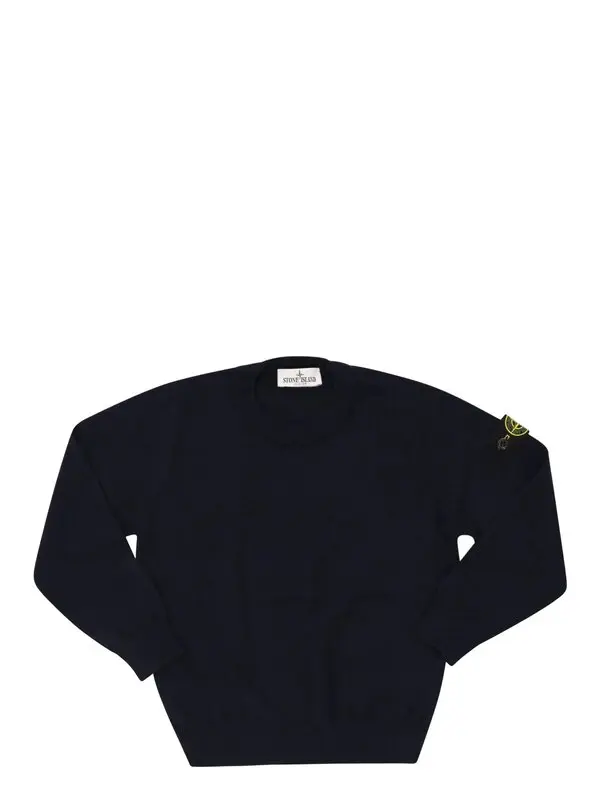 Stone Island Classic Crew Neck Wool Blend Sweater - Blue