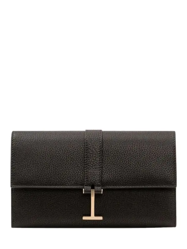 TOM FORD Grain Leather Wallet On Strap - Black