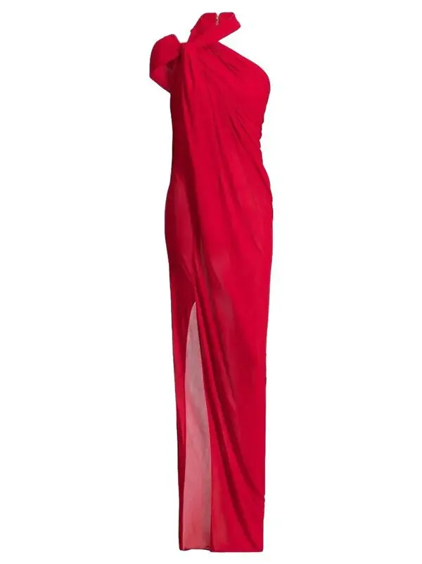 Balmain Jersey Crepe Draped Maxi Dress - Red