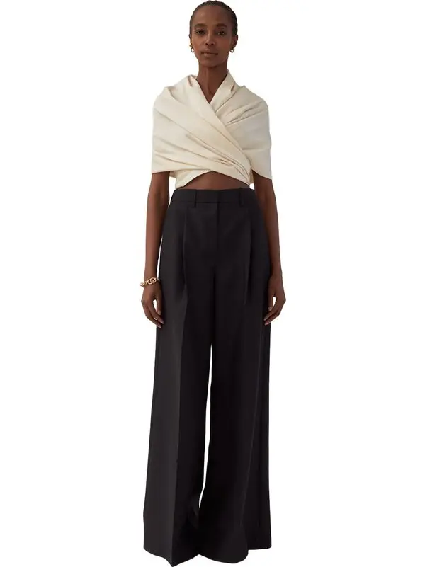 HEIRLOME Laurence Wide-leg Pleat Tailored Trousers - Black