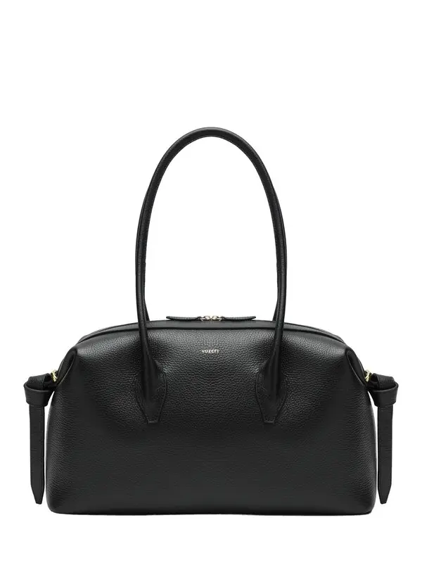 Yuzefi Brioche Duffle Bag In Pebble-grained Leather - Black