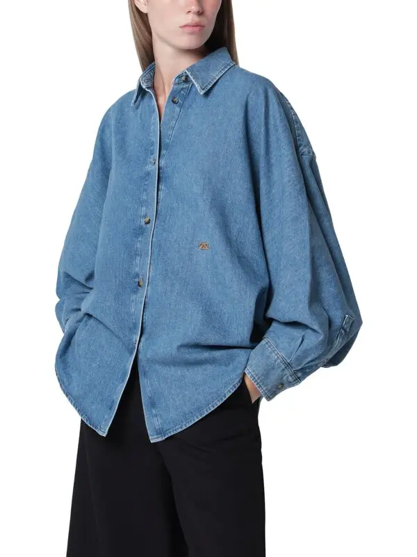 Loewe Washed Cotton Denim Shirt - Light Blue