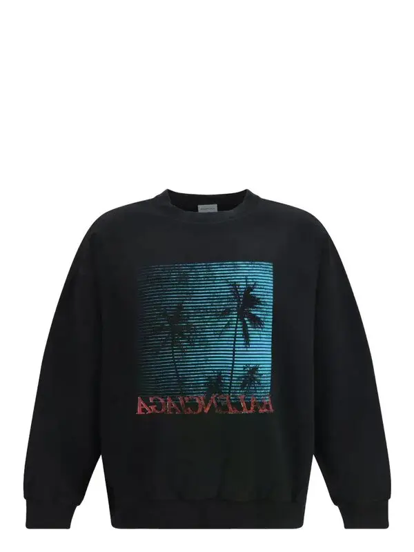 Balenciaga Palm Print Cotton Sweater - Black