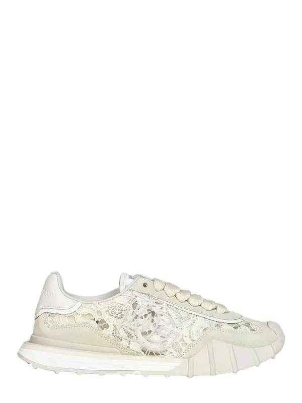 Dolce & Gabbana Lace-panelled Suede Sneakers - Neutrals