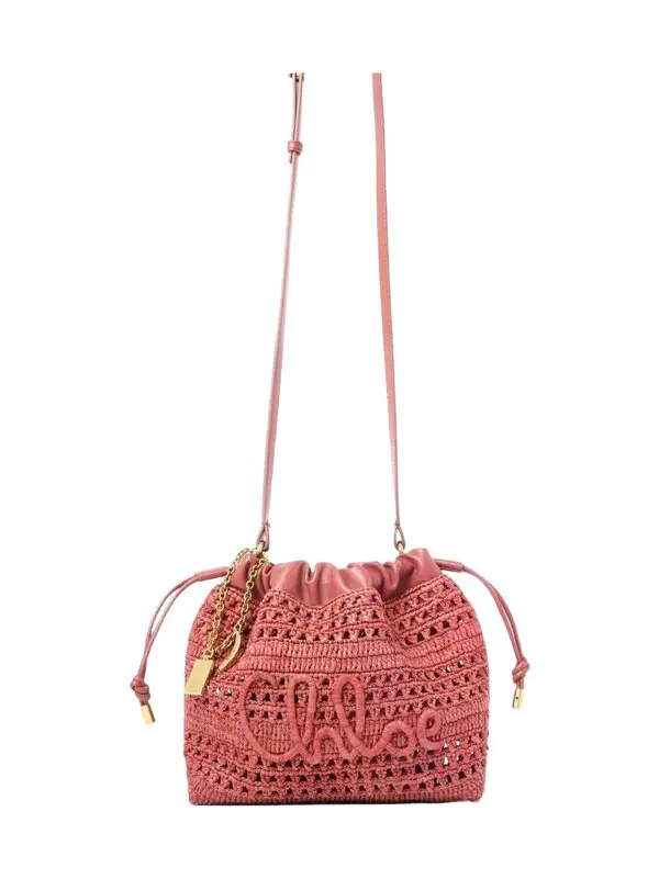 Chloé Crochet-knit Logo-embroidered Shoulder Bag - Brown