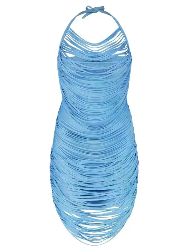 David Koma Strappy Halterneck Mini Dress - Blue