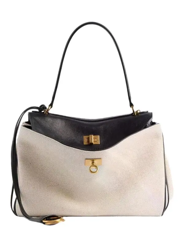 Balenciaga Rodeo Small Linen And Leather Tote Bag - Neutrals