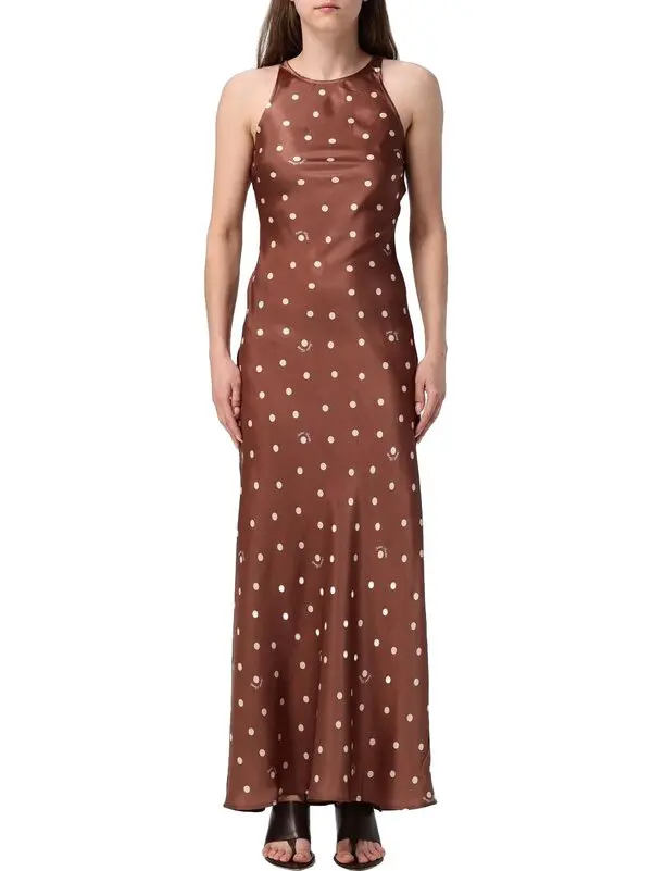 MC2 SAINT BARTH Polka Dot Silk Halterneck Maxi Dress - Dark