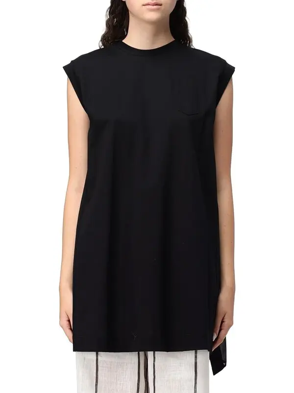MEIMEIJ Sleeveless Ruffled Cotton Top - Black