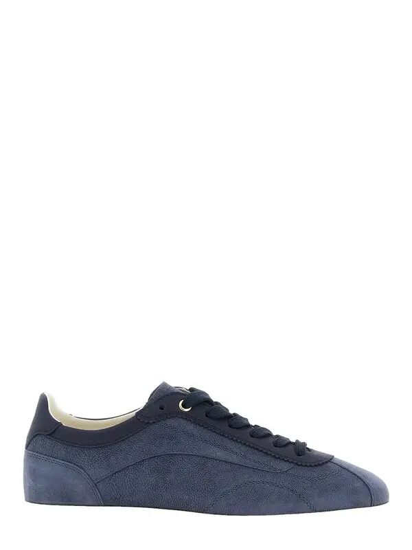 Brunello Cucinelli Low Top Sneakers In Smooth Calfskin And Nubuck - Blue