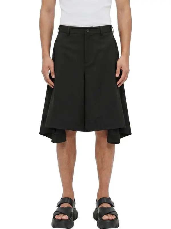 Comme Des Garçons Asymmetrical Tailored Wool Shorts - Black