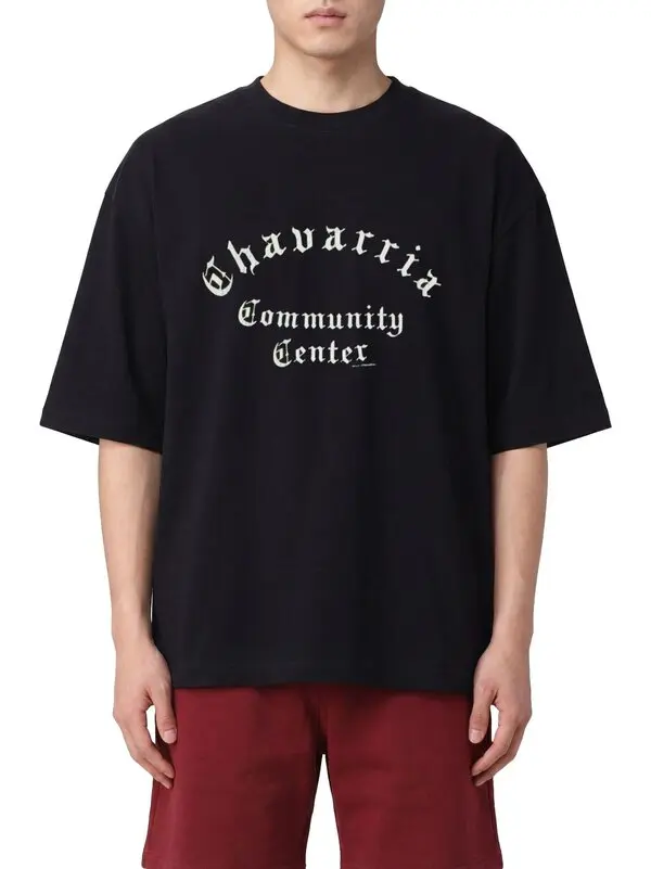 WILLY CHAVARRIA Contrasting Logo Cotton T-shirt With Dropped Shoulders - Grey