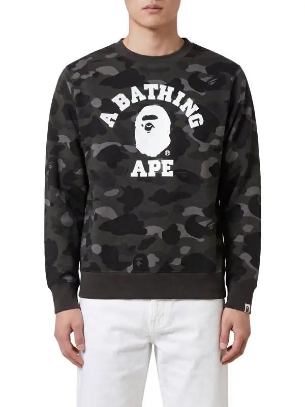 A BATHING APE Camouflage Print Cotton Jumper - Black