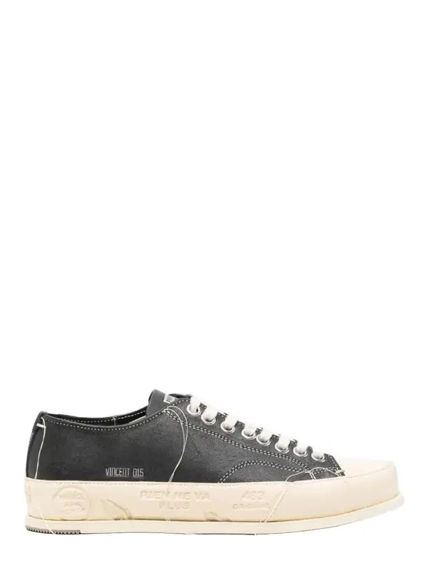 Premiata Low-top Calfskin Trainers With Rubber Toe - Black