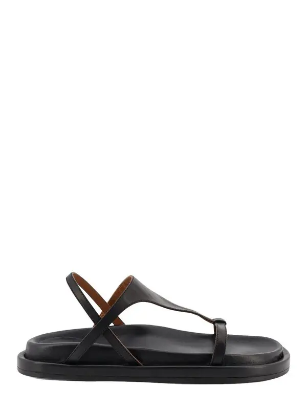 ATP ATELIER Low-heeled Leather Slingback Sandals - Black