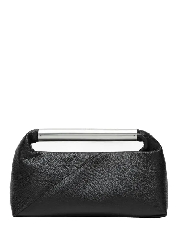 MAISON MARGIELA Grained Calf Leather Handbag With Metallic Handle - Black