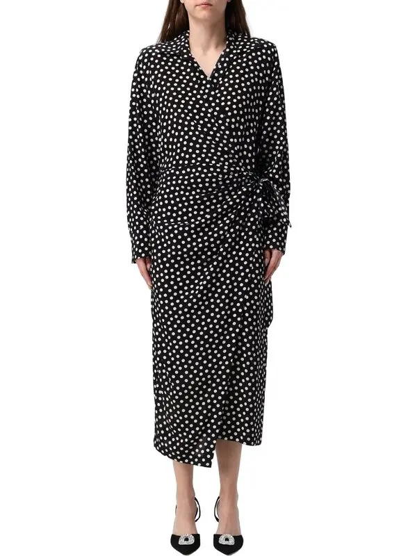 CRIDA MILANO Habotai Silk Midi Wrap Dress - Black