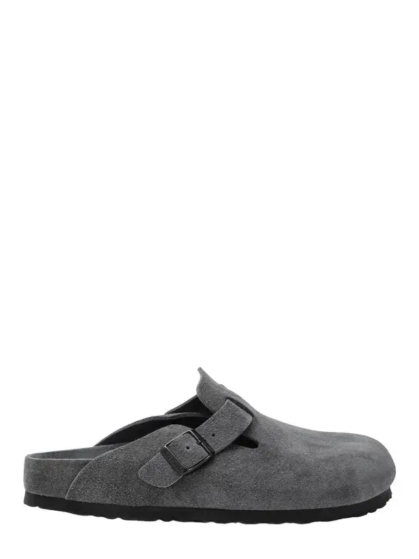 BIRKENSTOCK Suede Clogs With Adjustable Strap - Charcoal