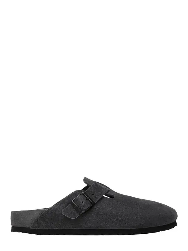 BIRKENSTOCK Boston Suede Clogs With Adjustable Strap - Grey