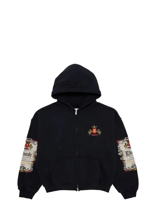 Rhude Bordeaux Reserve Zip-up Hoodie - Black