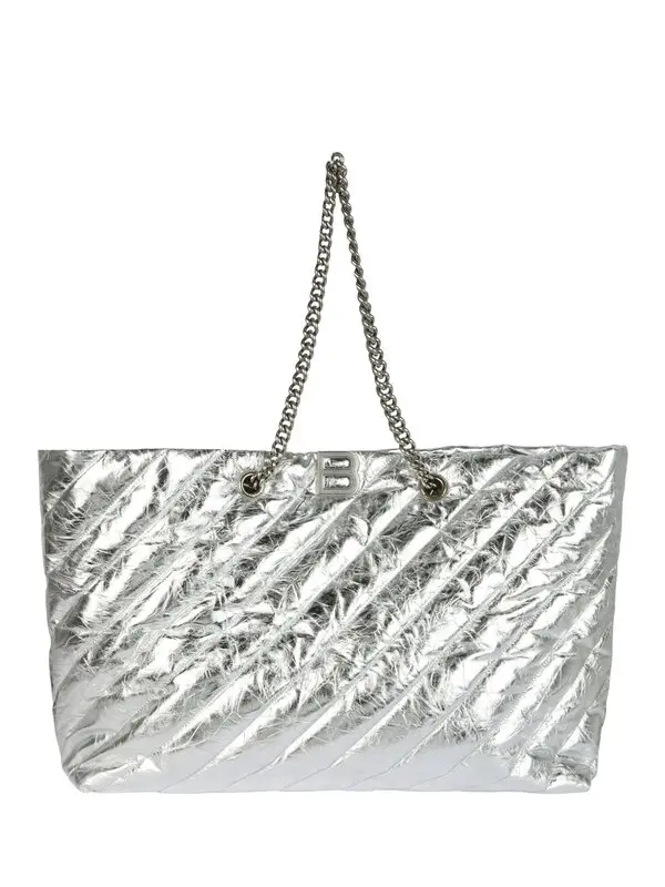 Balenciaga All Crush Quilted Shoulder Bag - Silver