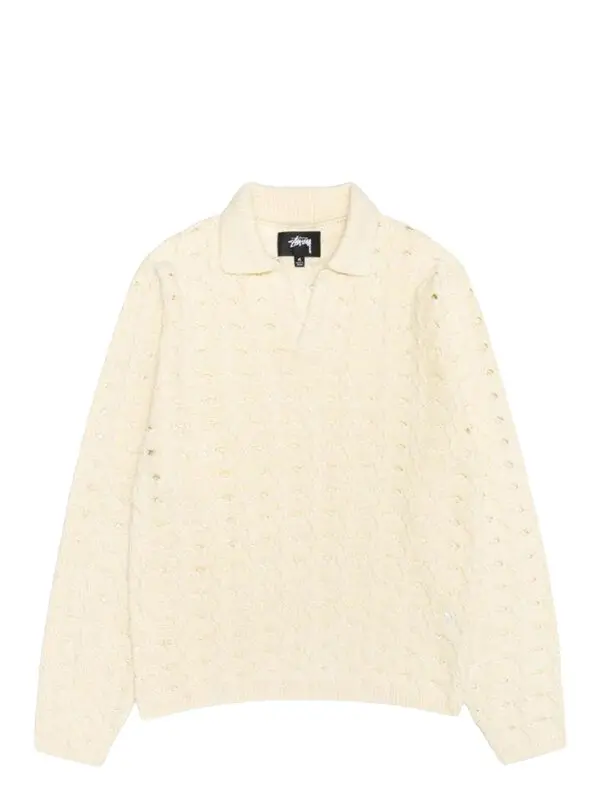 StÜssy Open Knit Collared Sweater - Cream