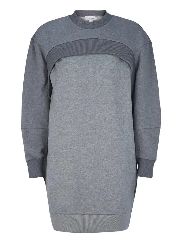 Alexander McQueen Crewneck Embroidered Logo Sweatshirt Dress - Grey